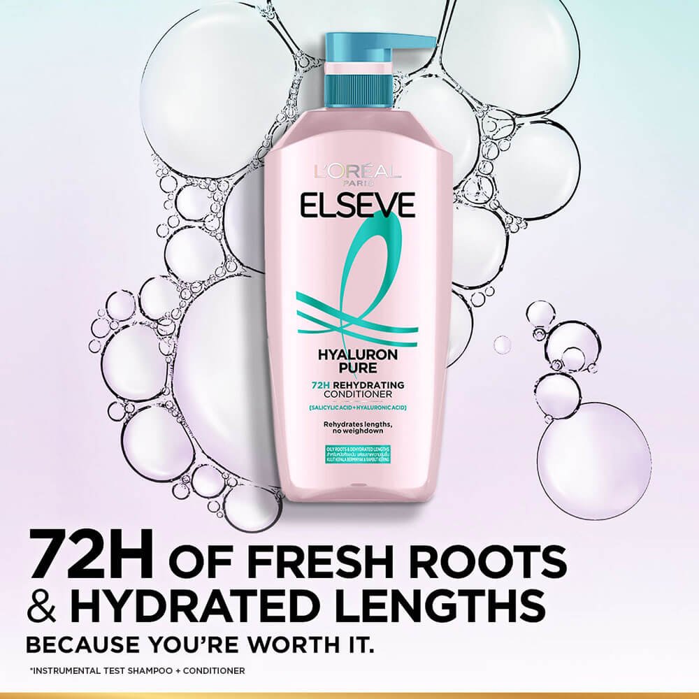 L’Oréal Paris ELSEVE Hyaluron Pure 72H Rehydrating Conditioner for ...