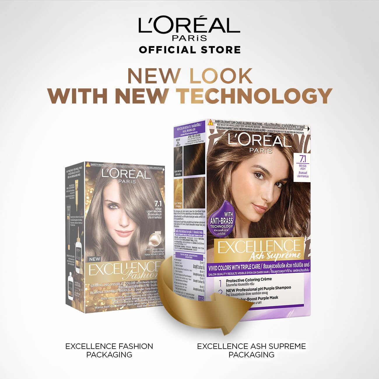 L’Oréal Paris Excellence Ash Supreme Hair Color 7.1 Beige Light Brown